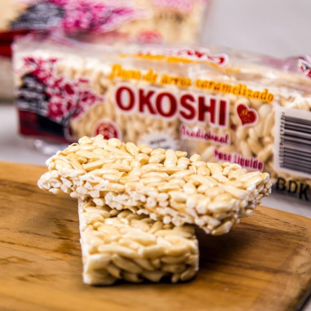 OKOSHI TRADICIONAL FLOCOS DE ARROZ CARAMELIZADO - 12 UNIDADES E 6 ...