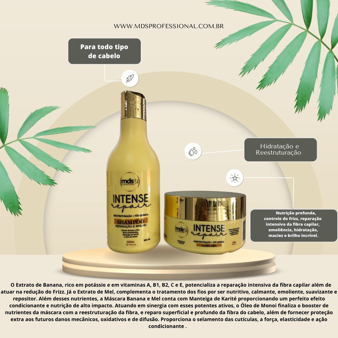 MDS | Kit Shampoo + Máscara Hidratação Intense Repair 500ml - MDS ...