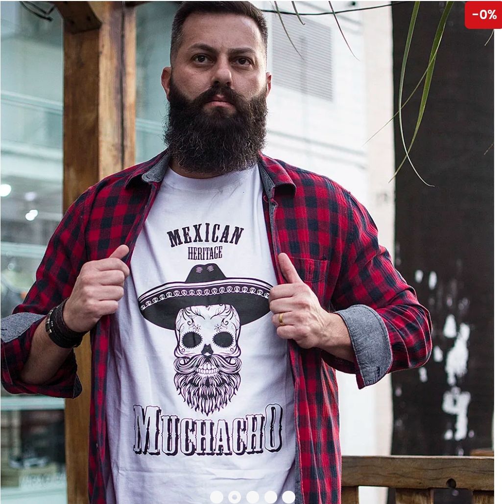 CAMISETA MUCHACHO - CAVEIRA - BRANCA - Barba Nobre