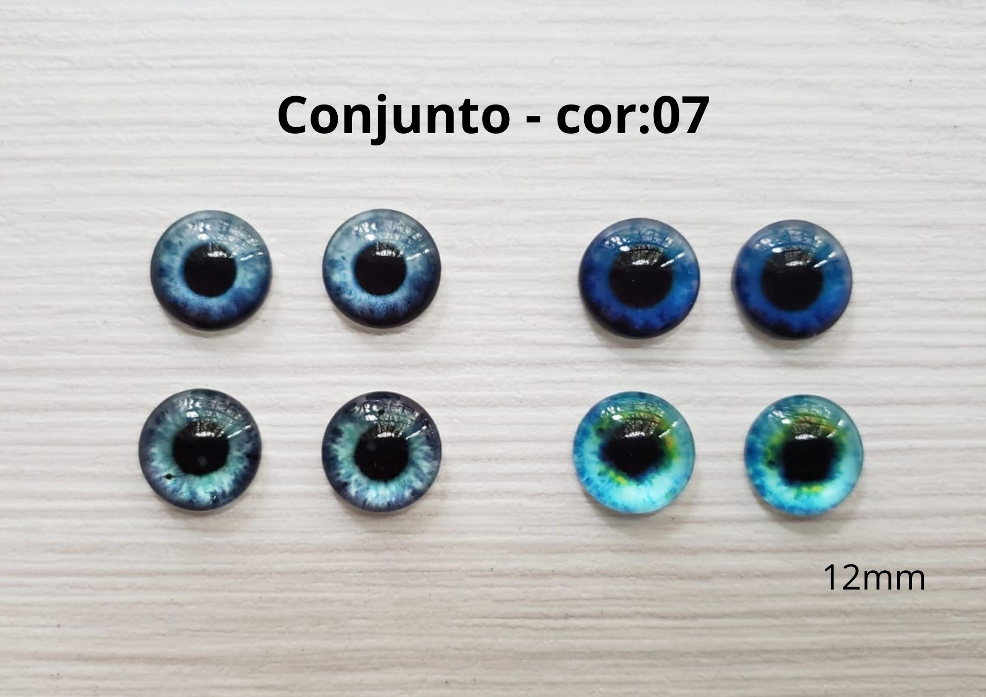 Conjunto - 4 pares - Olhos de Vidro - 12mm - Feltragem - Realista - Santa Meada - Lãs e Feltragem