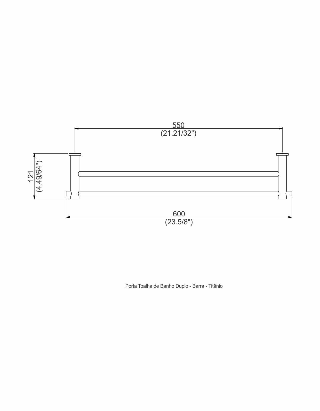 Porta Toalha Duplo - Titânio - Outlet Perflex