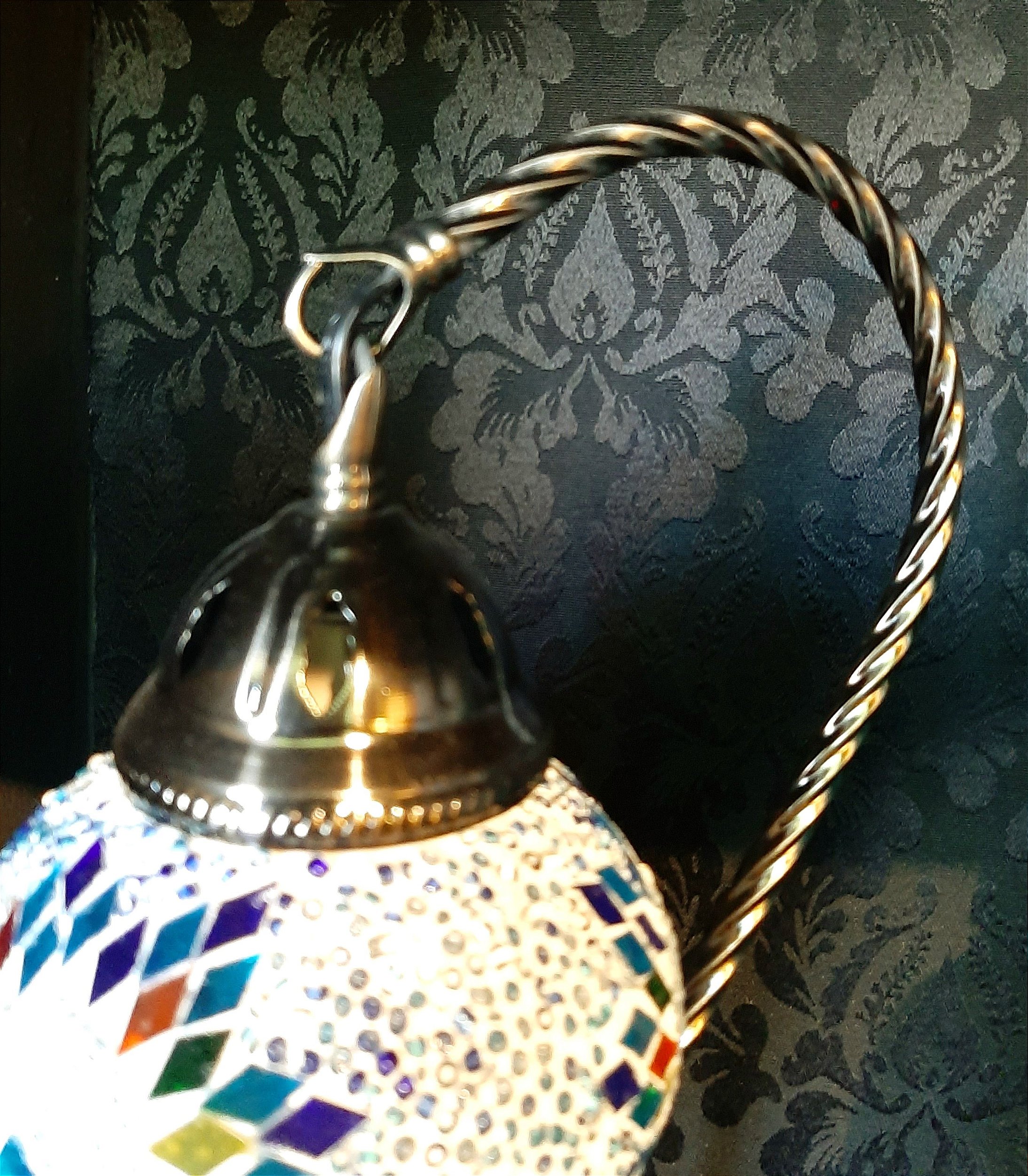 ABAJUR TURCO 34 CM FORMATO INTERROGAÇÃO, AZUL - Arati