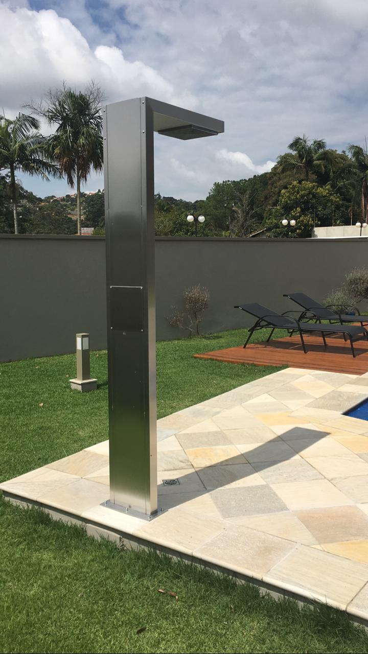 Ducha Para Piscina em Aço Inox Duplo Comando Água Quente e Fria - Loja ...