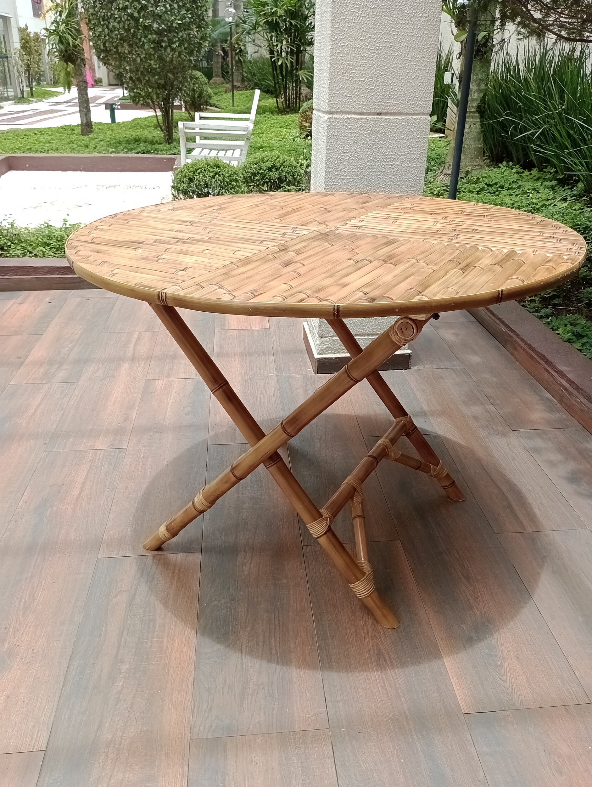 Conjunto de mesa com em bambu natural com 4 cadeiras - Chez Home ...