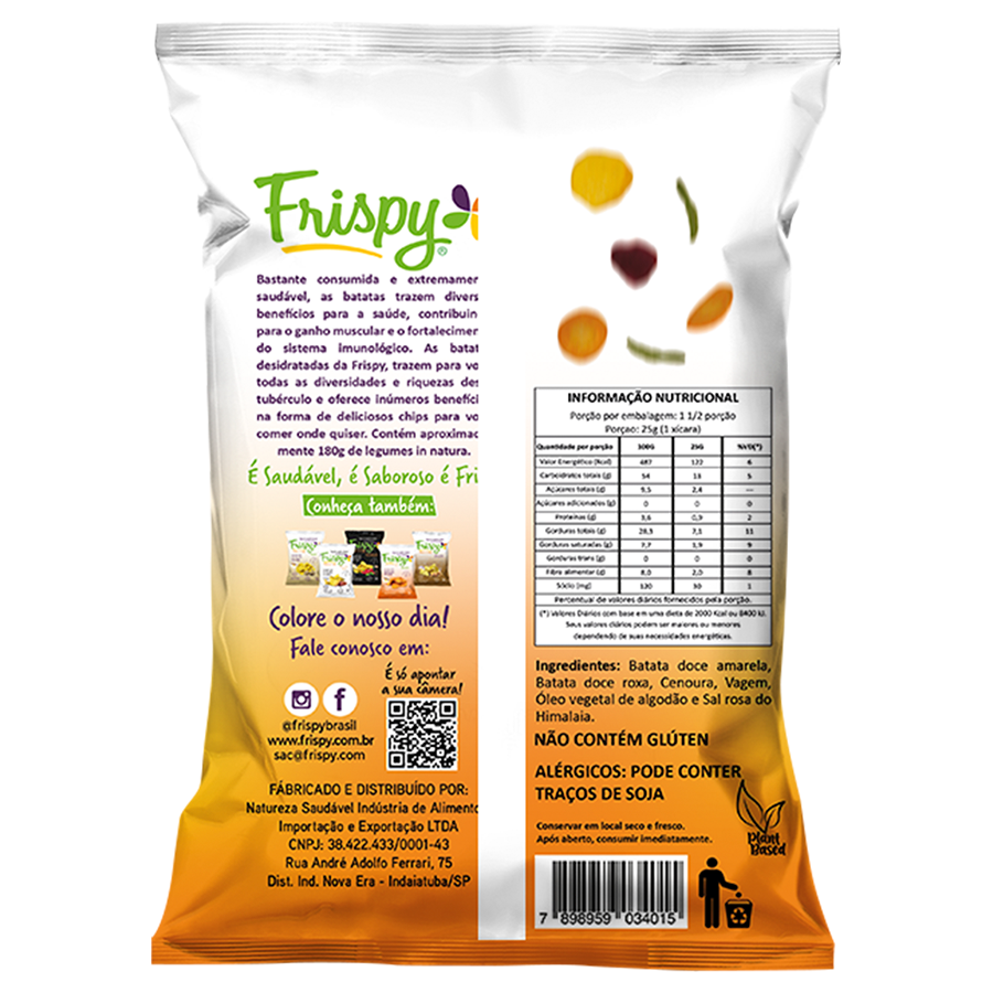 Chips de batata doce - Loja Frispy | Snacks saudáveis de vegetais