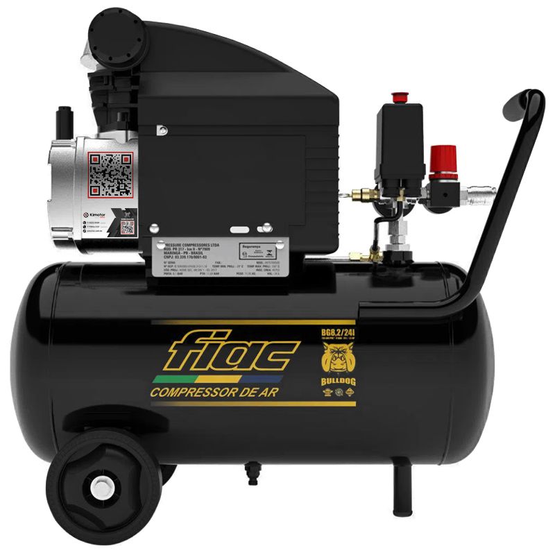 Motocompressor FIAC 8pés - 24Litros - 120psi - 2CV - 220V - KIMOTOR ...