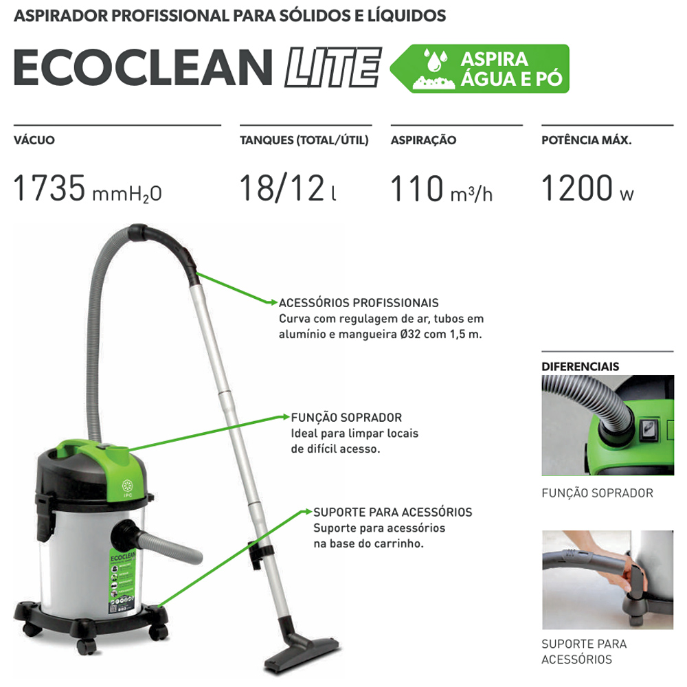 Aspirador Profissional IPC EcoClean Lite - 220V - KIMOTOR - Autorizada ...