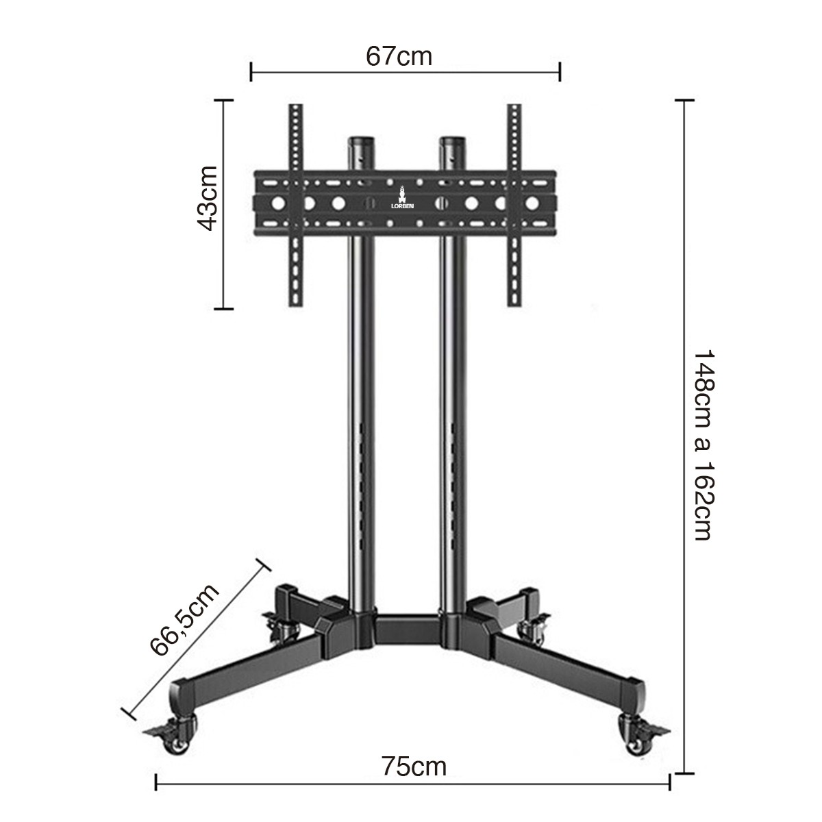 Suporte Pedestal de Chão Lorben para TV 32 A 65 pol com Rodízio - Lorben