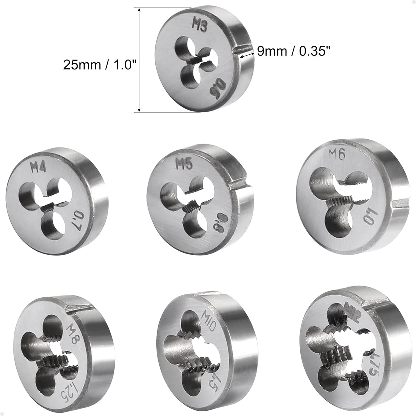 Jogo de Tarraxa e Chave de Encaixe para Cossinete 8 Peças Aço Lorben ...