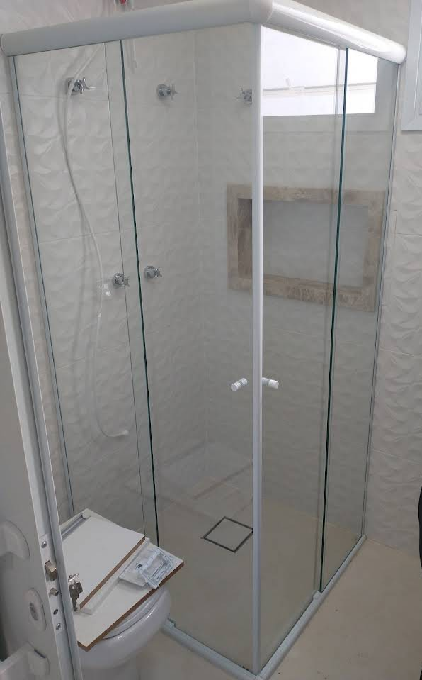 Box de banheiro de CANTO (Em L) de vidro para medida entre 96cm até 1 ...