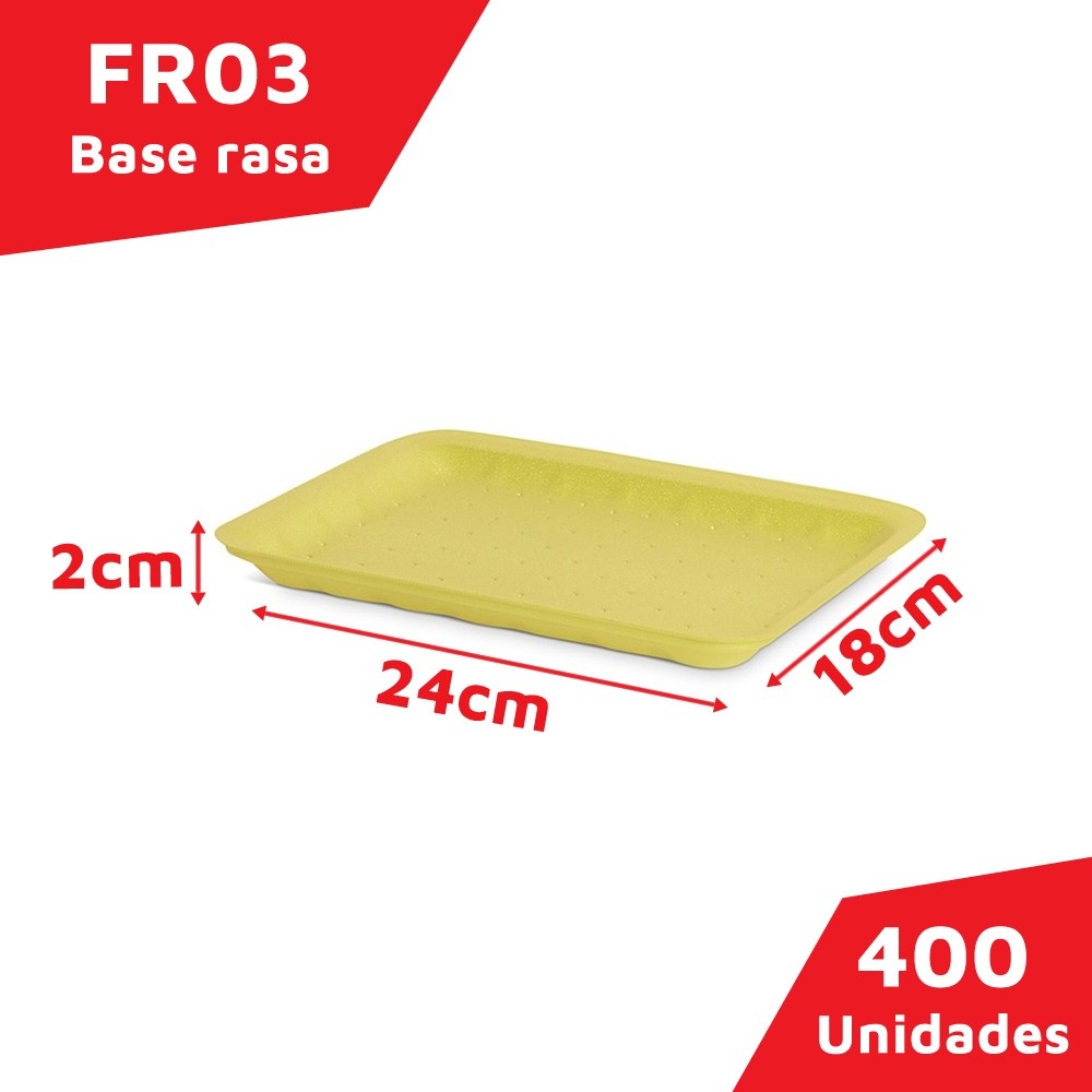 Bandeja Isopor FR03 Amarela Abs 18 X 24 X 2.0 C/400 - As melhores embalagens e produtos para ...