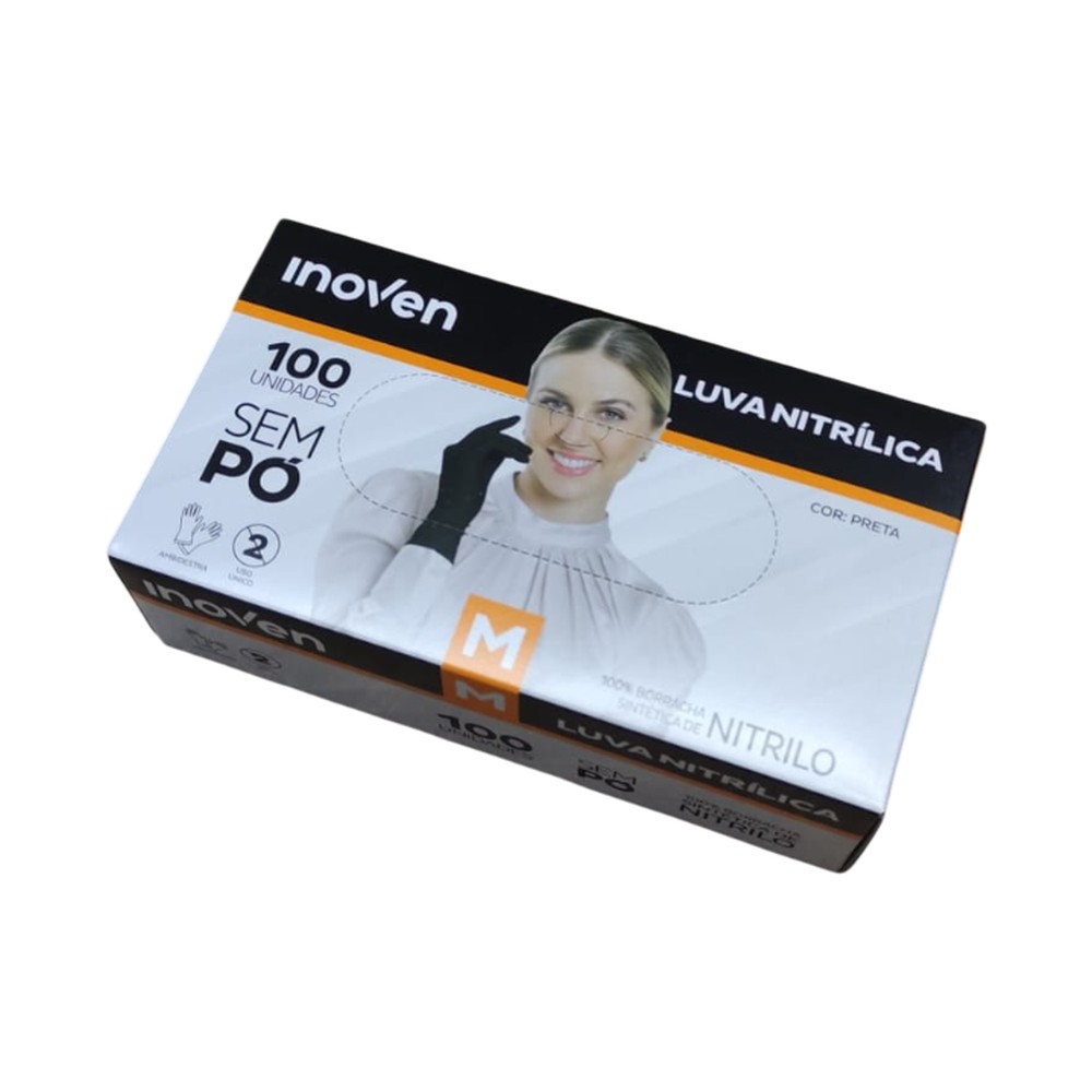 Luva Nitrílica Preta Média Inoven C/100 - As melhores embalagens e produtos para delivery ...