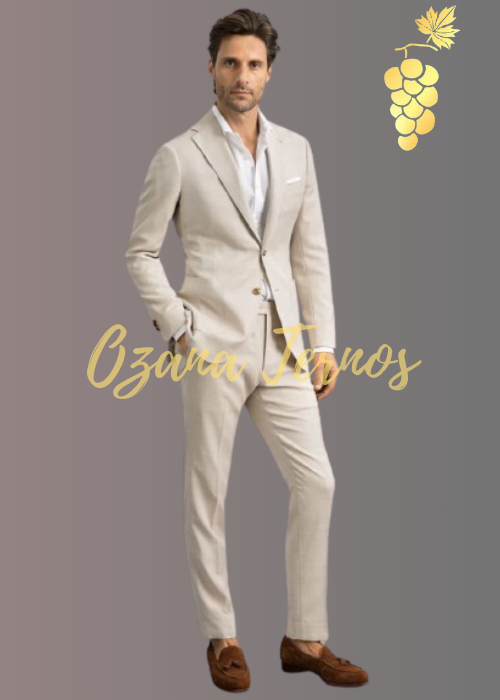 Terno Slim Bege Poliviscose - Ozana ternos