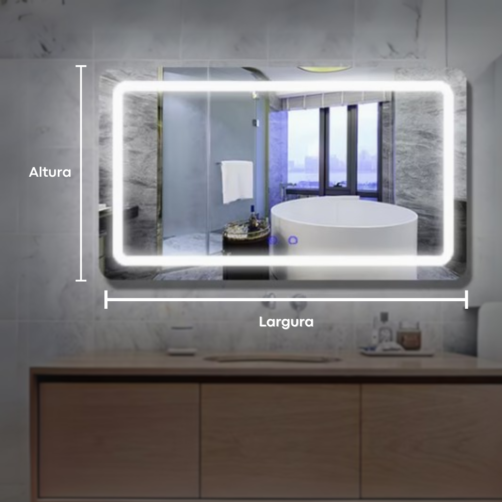 Espelho Lapidado Com LED + Touch Sreen - Espelhos PRIME - Espelhos ...
