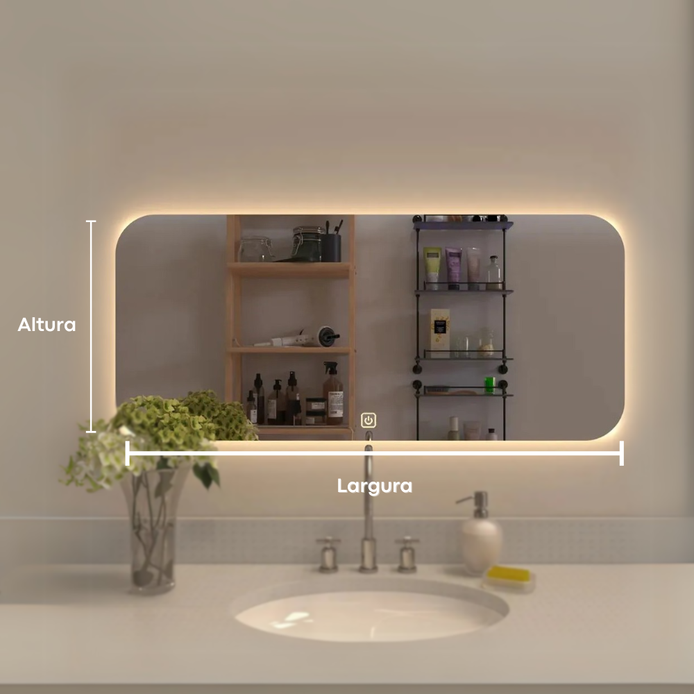 Espelho Tipo Flutuante com LED Atrás e Touch Screen - Espelhos PRIME ...