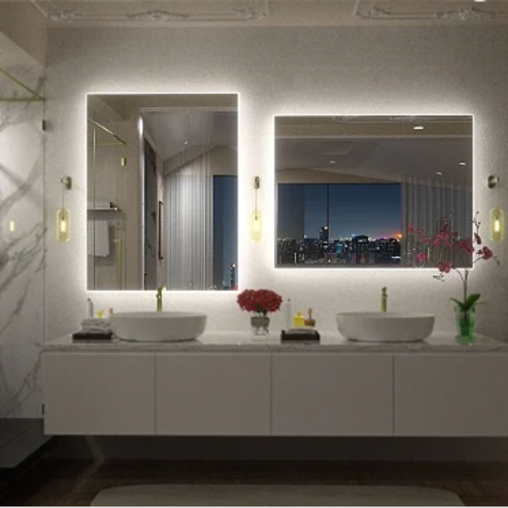 Espelho Retangular Decorativo Com LED Atrás e Touch Screen - Espelhos ...