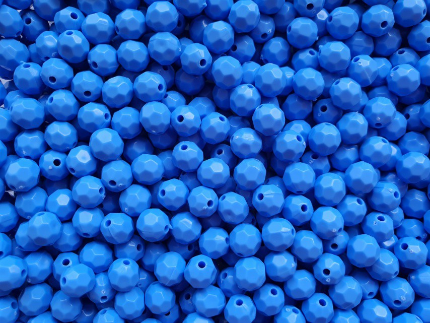 Bola azul sextavada leitosa 08mm - Madalena Leite Store