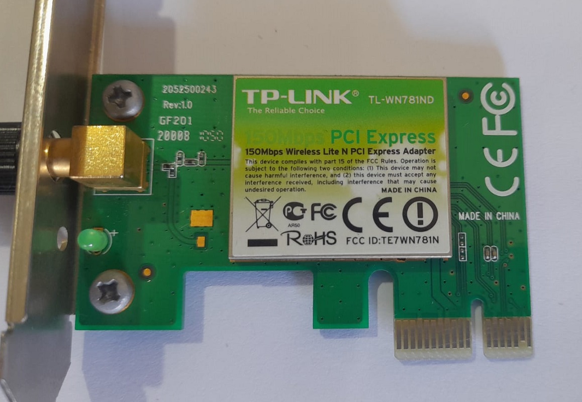 Placa de Rede WiFi TP-Link 150 Mbps (2.4 GHz) Pci-Ex x1 para Pcs - RIKATECH