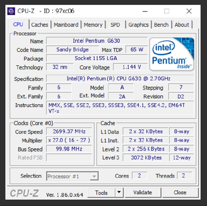Processador Intel Pentium G630 2.70 Ghz LGA1155 para PCs - RIKATECH