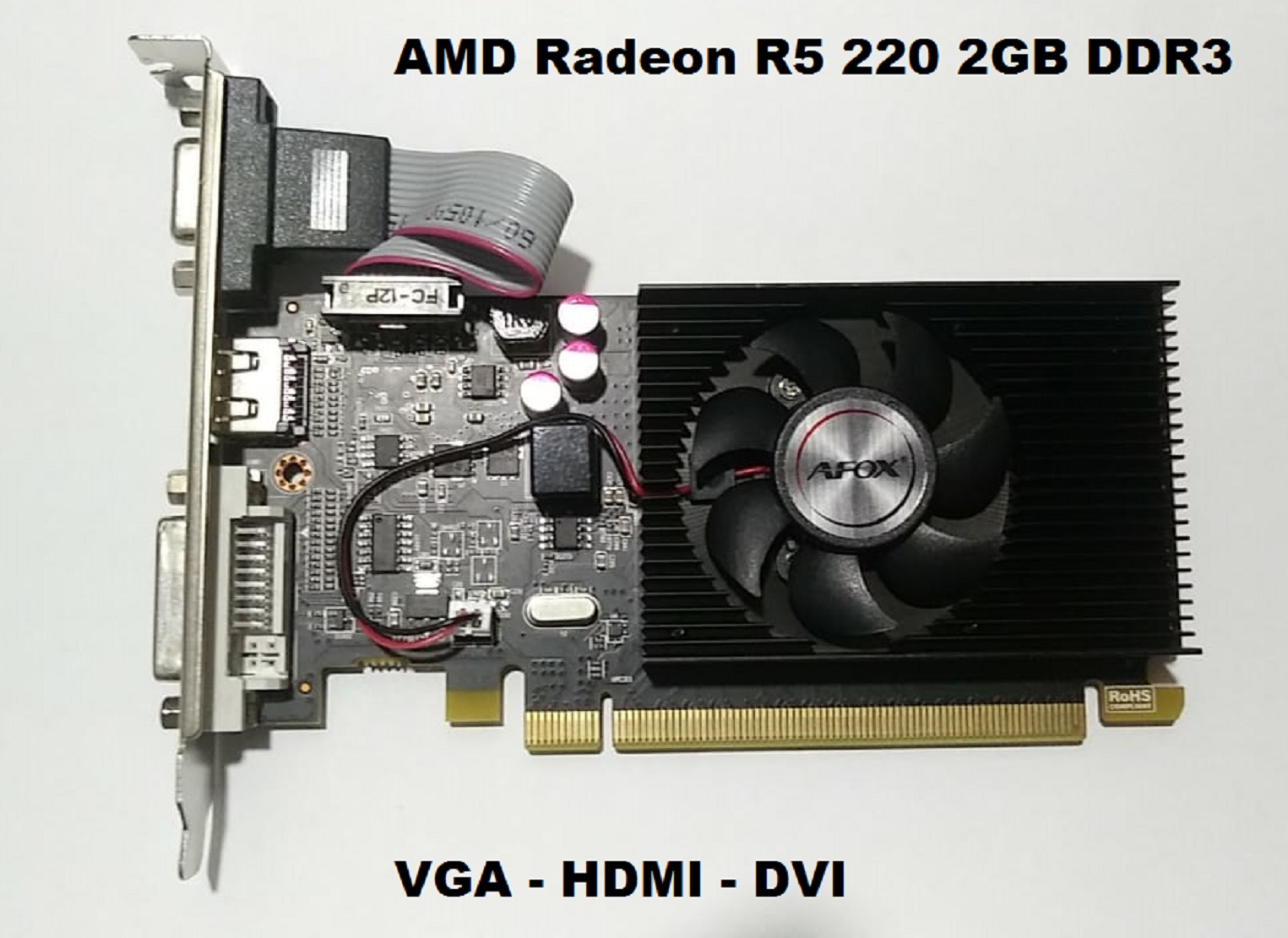 Placa de Vídeo AMD Radeon R5 220 2 Gigas DDR3 PCI-Ex com HDMI - RIKATECH