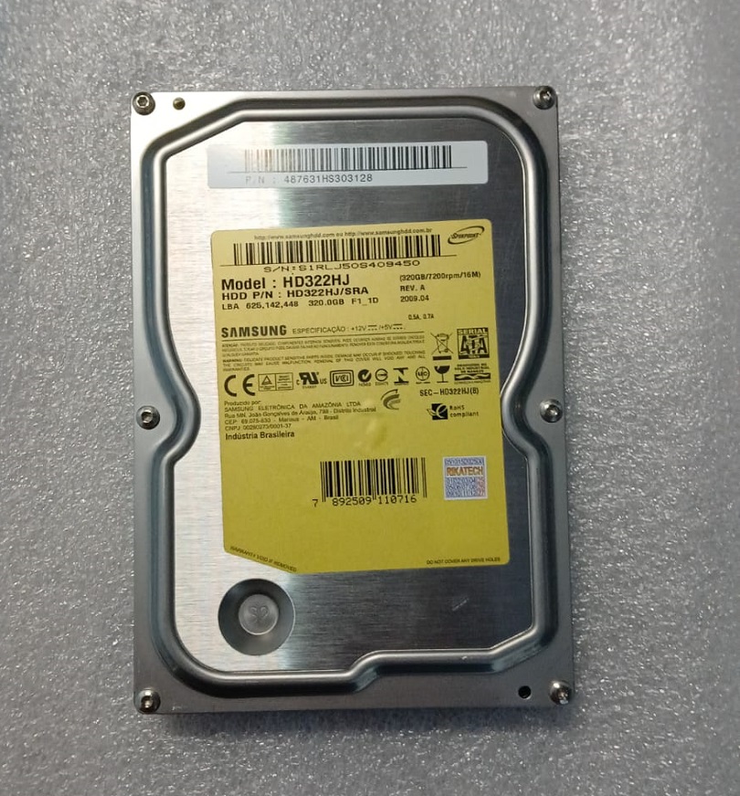 HD Samsung 320 Gigas Sata 7200 para PCs e Desktops - RIKATECH