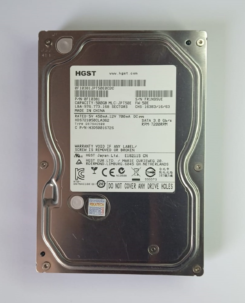 HD Hitachi 500 Gigas Sata 7200 RPM para PCs e Desktops - RIKATECH