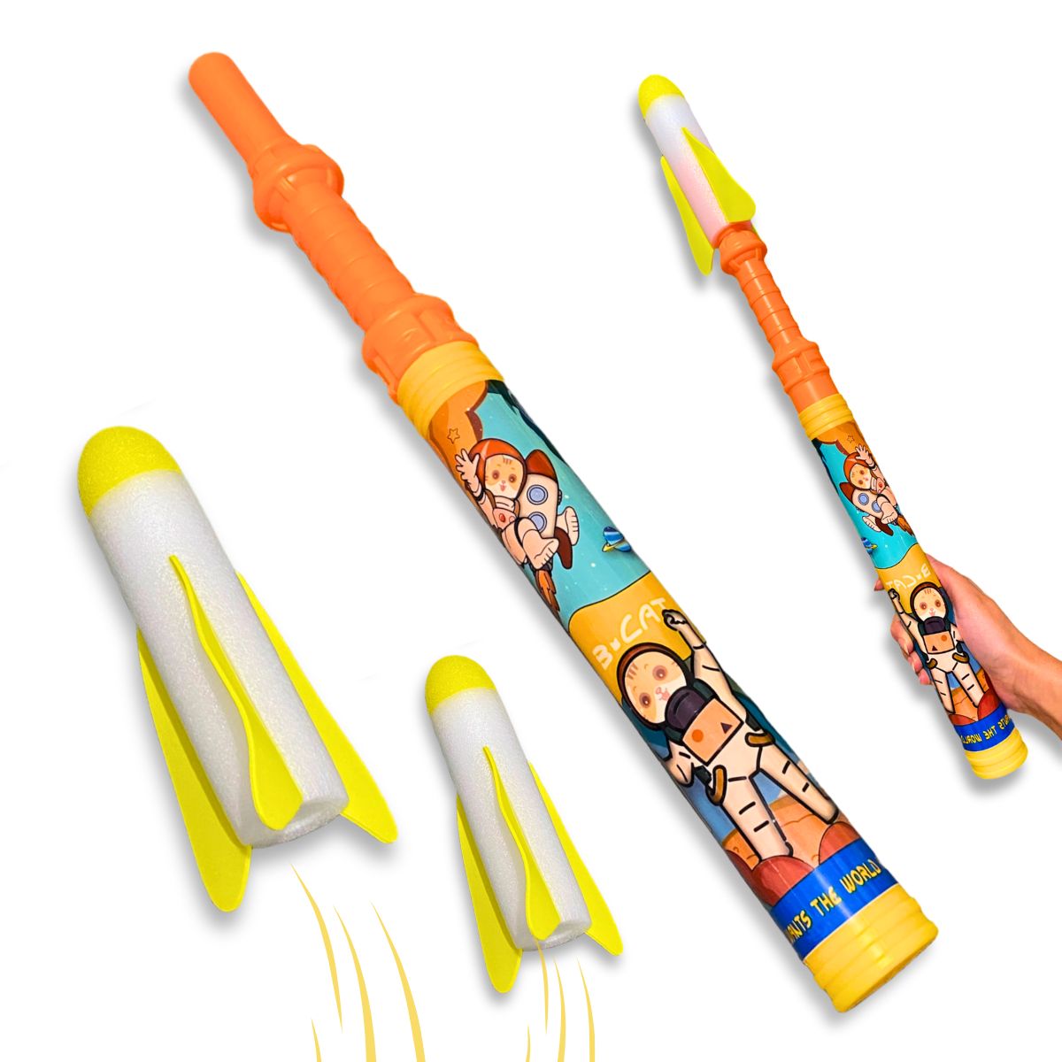 Lançador de Foguete Brinquedo Infantil Voa Alto Com Luz Led - Minisclub Lançador de Foguete Brinquedo Infantil Voa Alto Com Luz Led - Minisclub