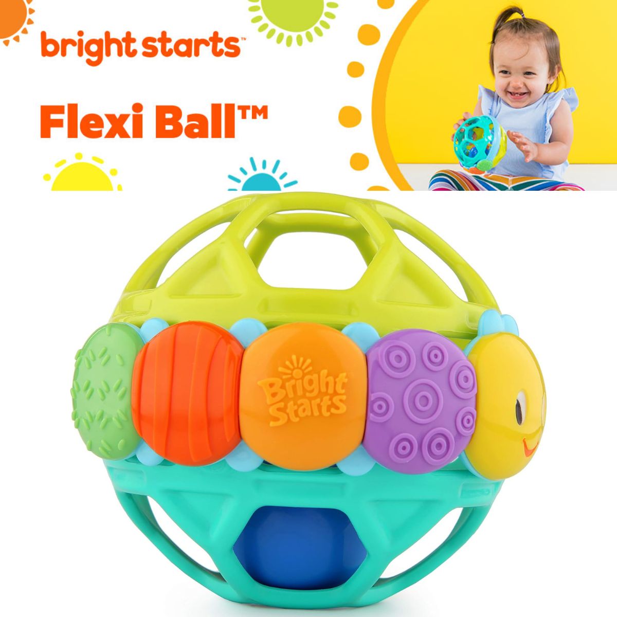 BOLA CHOCALHO FLEXIVEL FLEXI BALL - 0M+ - BRIGHT STARTS - Minisclub