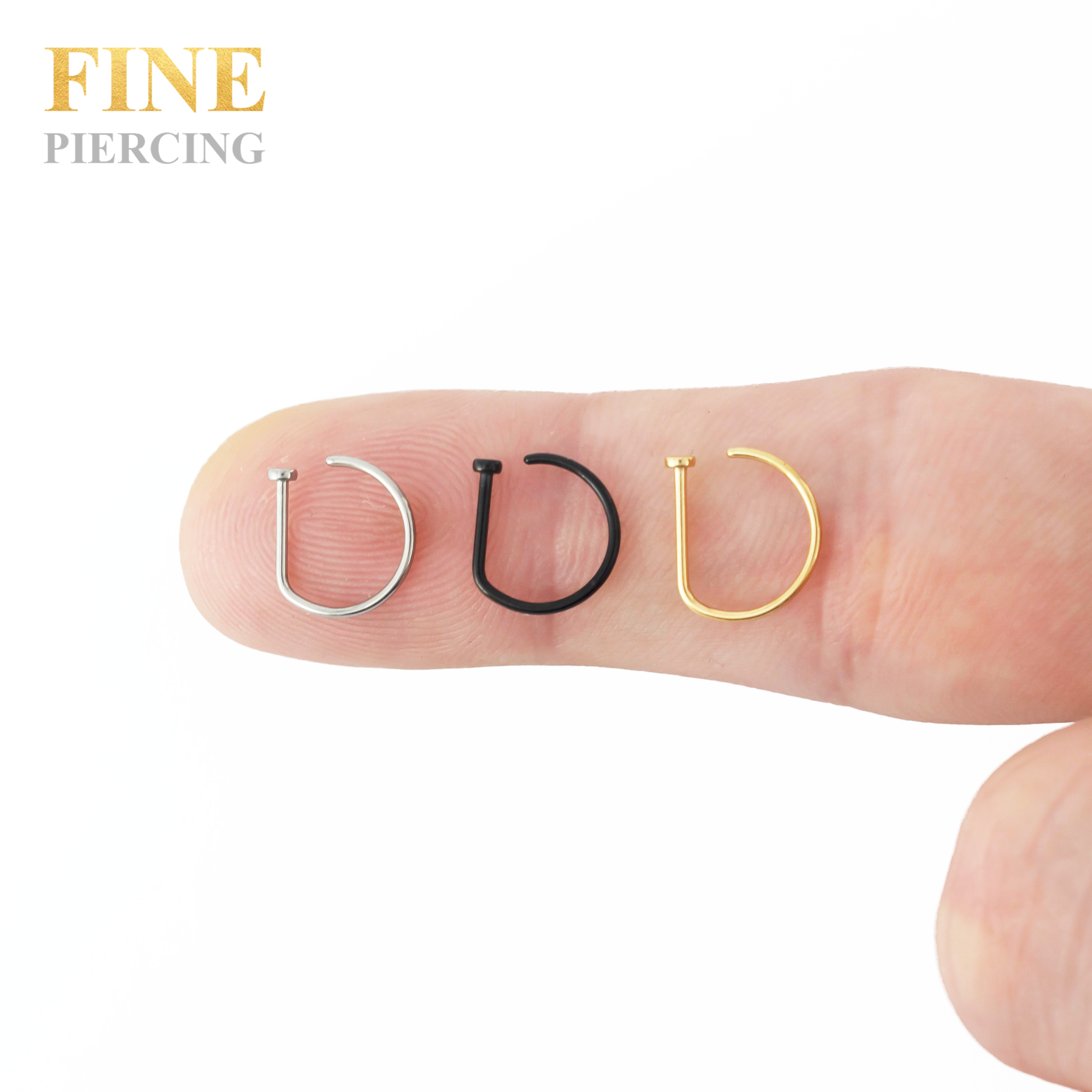 Piercing de Nariz Nostril Argola D-Ring de Titânio - Fine Piercing
