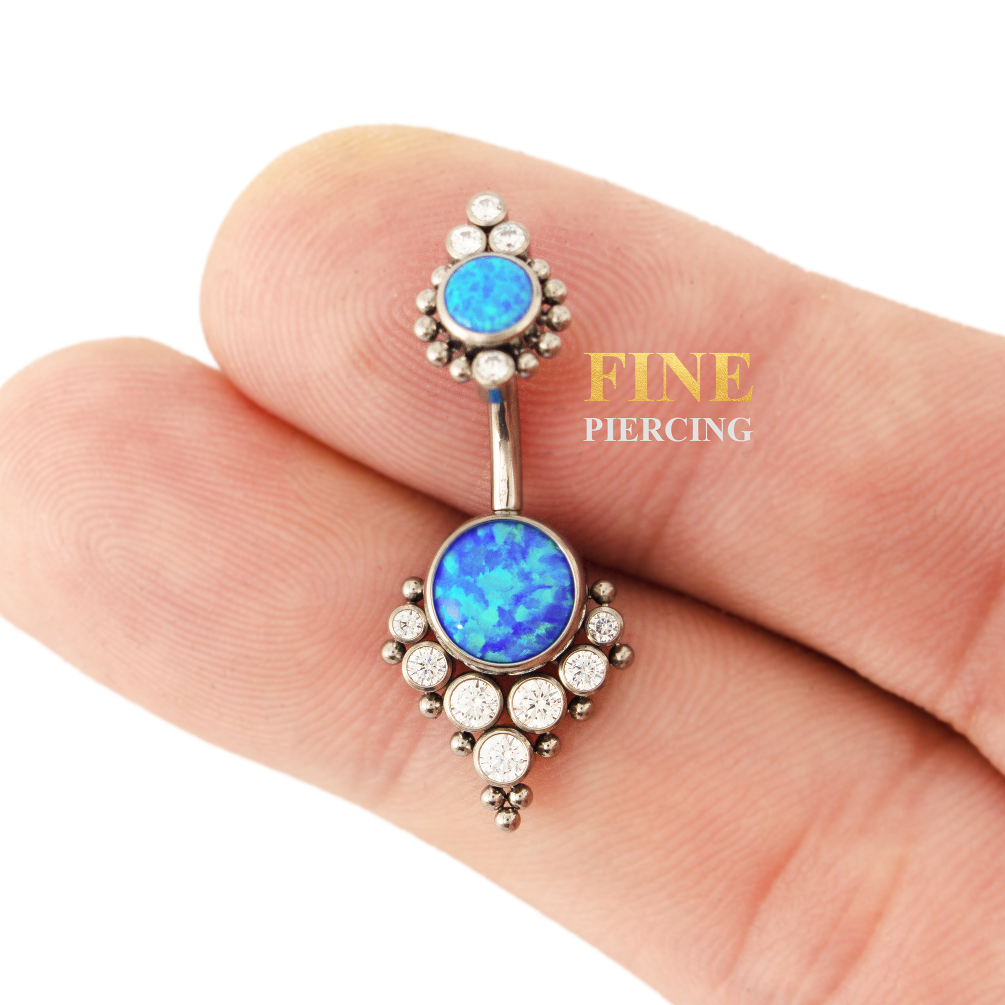 Piercing de Umbigo em Titânio Cravejado de Opalas e Zircônias - Fine ...