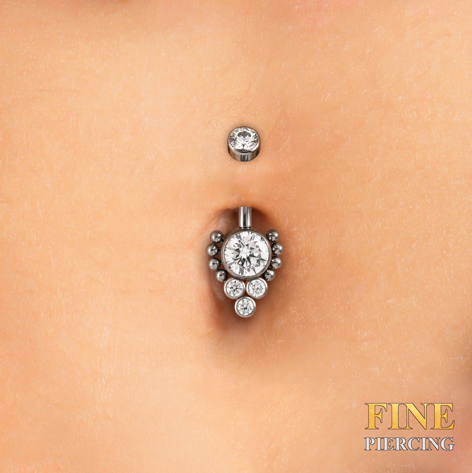 Piercing Indiano de Umbigo de Titânio Cravejado - Fine Piercing