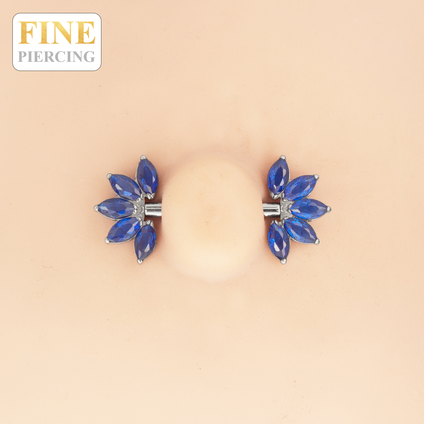 Piercing de Mamilo em Titânio com Cluster de Zircônias Navete - Fine ...