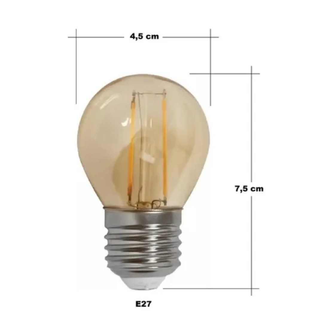 Lâmpada LED filamento Bulbo G45 - 2W - BENLUZ- Especialistas em Iluminação