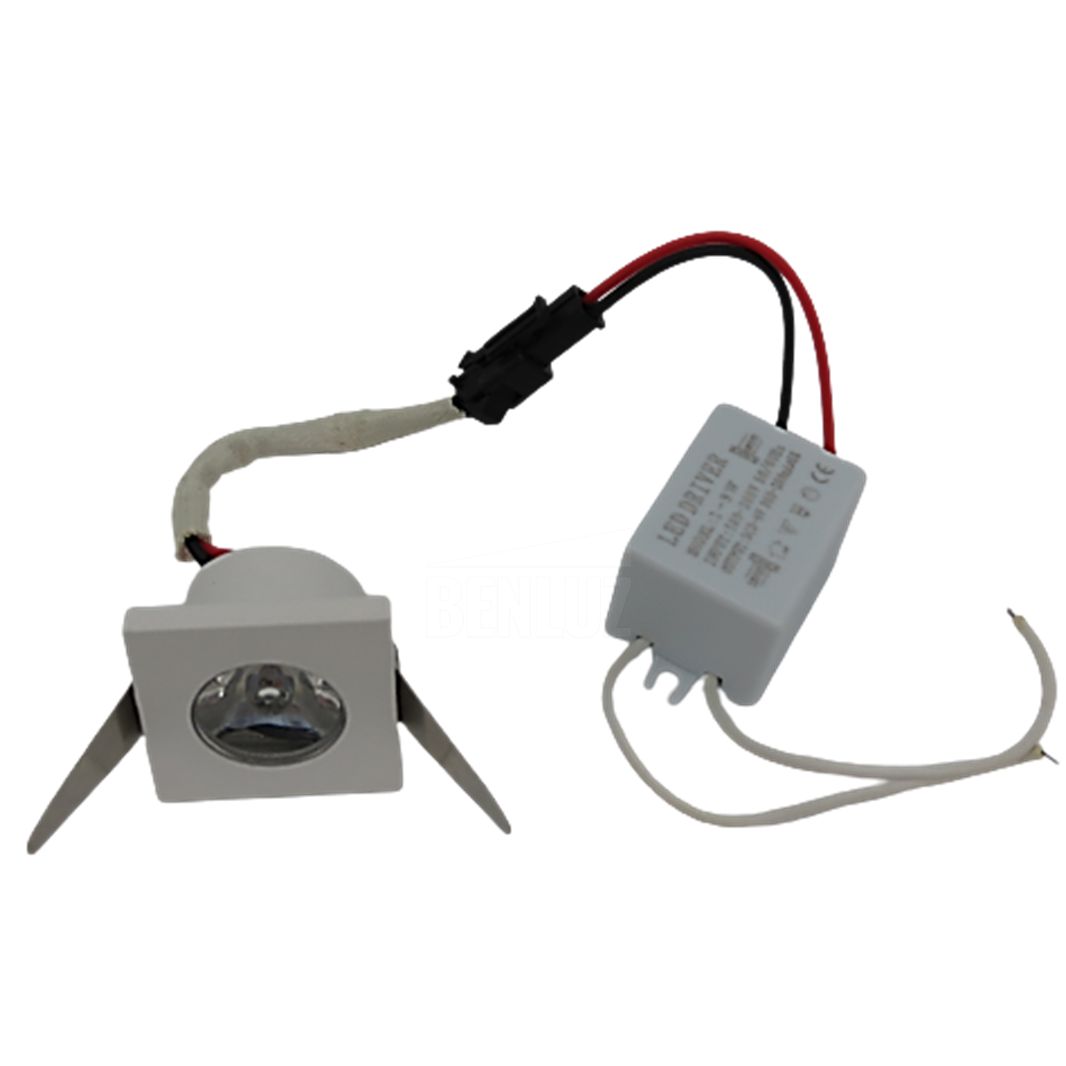 Micro Spot LED 1W Quadrado Fixo Embutir SMD Branco Quente - BENLUZ ...