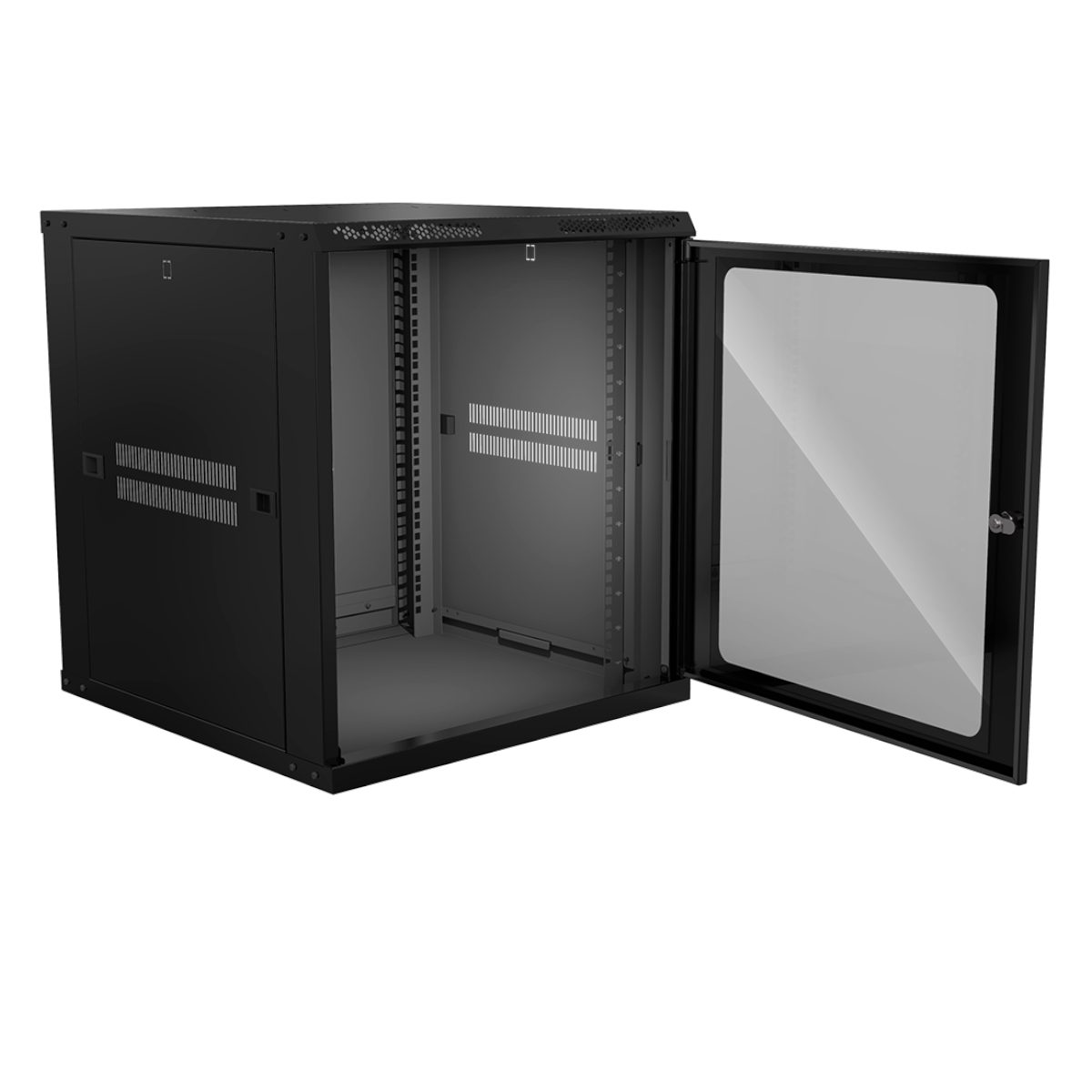 MINI RACK DE PAREDE 12u X 570mm - PRETO - CabFlix