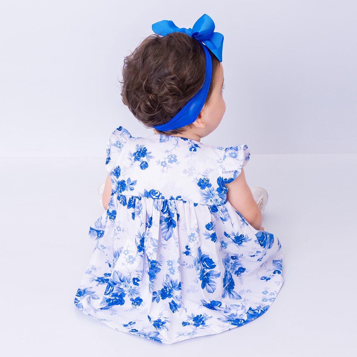 Vestido de Bebê Floral Azul 100% Algodão com Tiara - Rafaela - Mundo ...