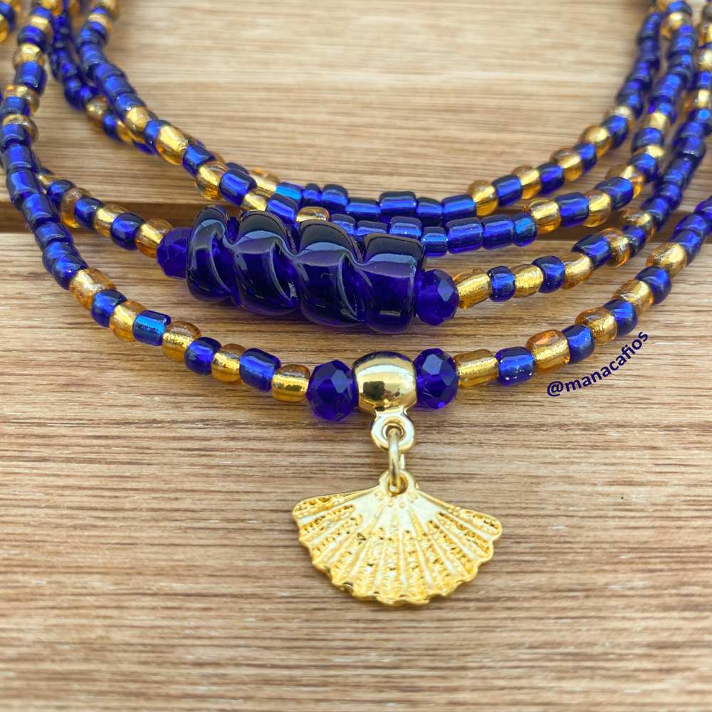 Guia de Ciganos – Azul Escuro e Dourado | 60 cm - Manacá Fios