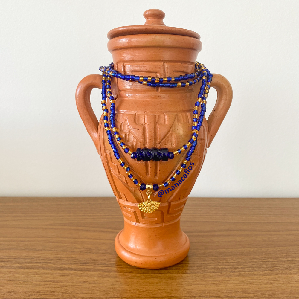 Guia de Ciganos – Azul Escuro e Dourado | 60 cm - Manacá Fios