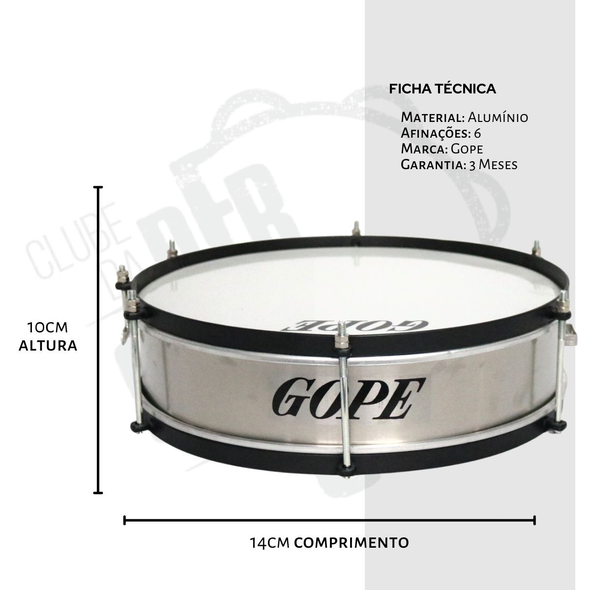 Caixa Tarol Gope 14" 10cm Alumínio BAL1014 - Clube da Percussão ...