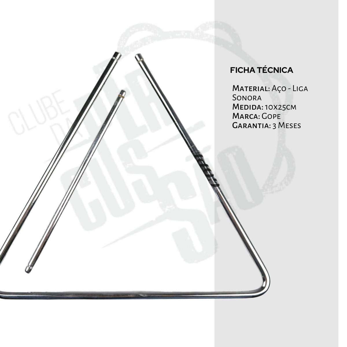 Triângulo Gope 10" 25cm Aço Liga Sonora Profissional - Clube da ...