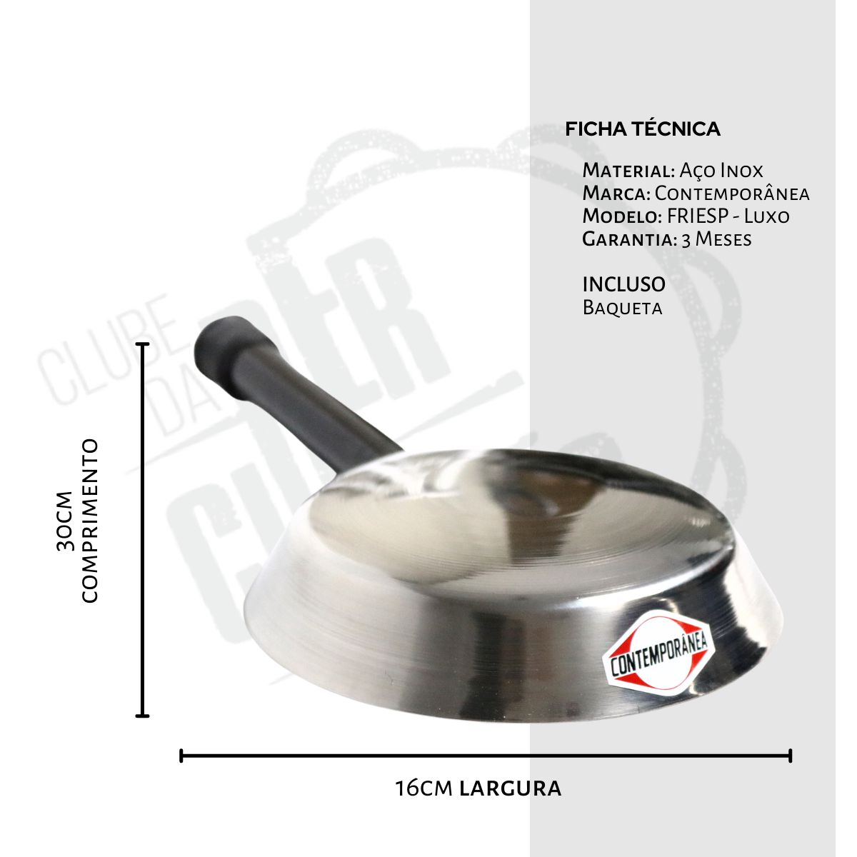 Frigideira Contemporânea 6,5" Inox Luxo - Clube da Percussão ...