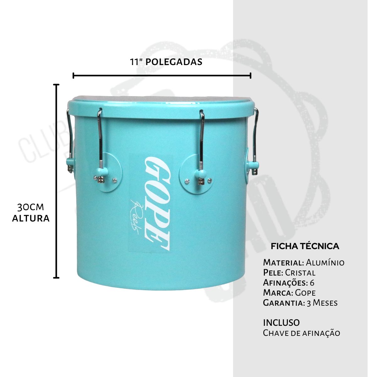 Repique de Mão Gope 11"30cm Reels Verde Cristal Alumínio - Clube da ...