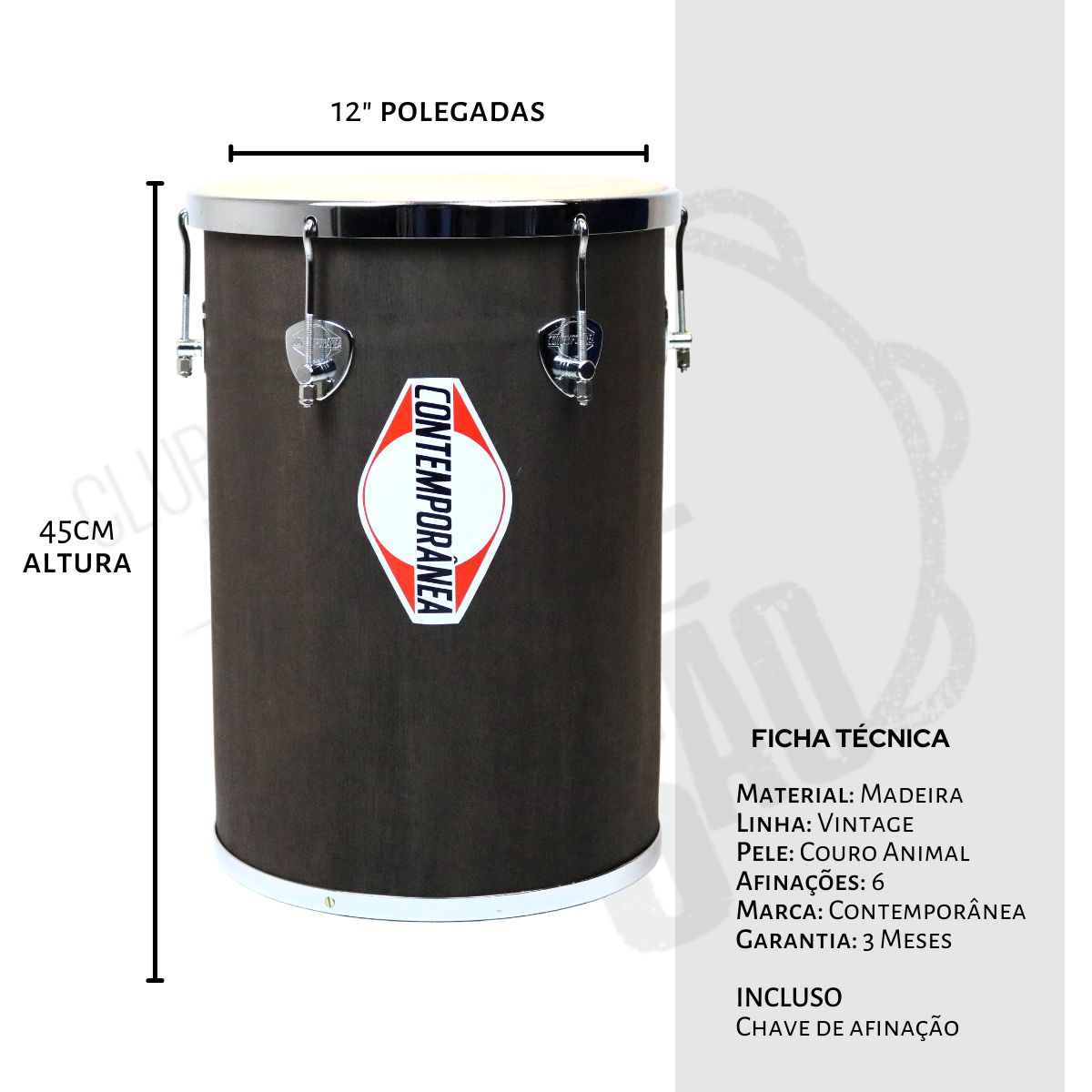 Rebolo Tantan Contemporânea 12" 45cm Vintage Reto Madeira - Clube da ...