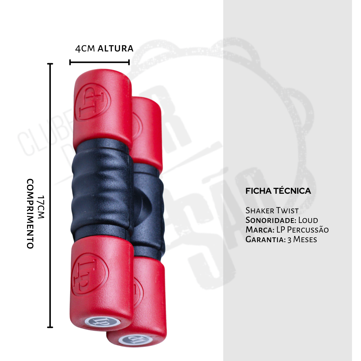 Ganza Shaker LP Twist Alto Loud Vermelho LP441T-L Par - Clube da ...