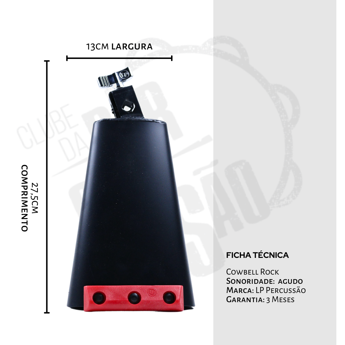 Cowbell LP Rock 8" Agudo Ridge Rider LP008N - Clube da Percussão ...