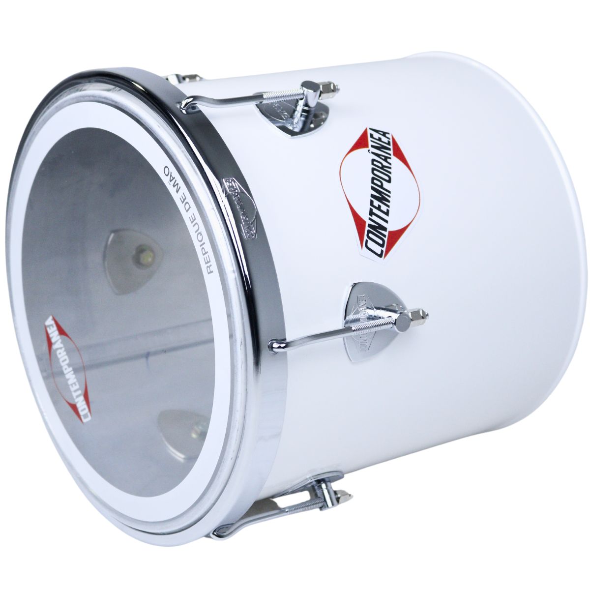 Repique de Mão Contemporânea 11"30cm Branco Cromado - Clube da ...