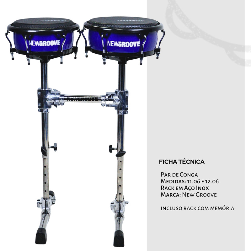 Congas Compactas NewGroove 11.06 e 12.06 Par Azul com Rack Inox - Clube ...