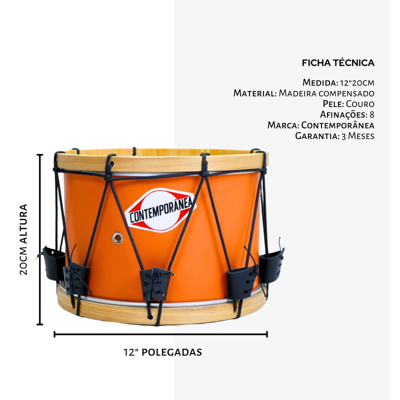 Tambor Mini Alfaia Contemporânea 12" 20cm Infantil - Clube da Percussão | Instrumentos e ...