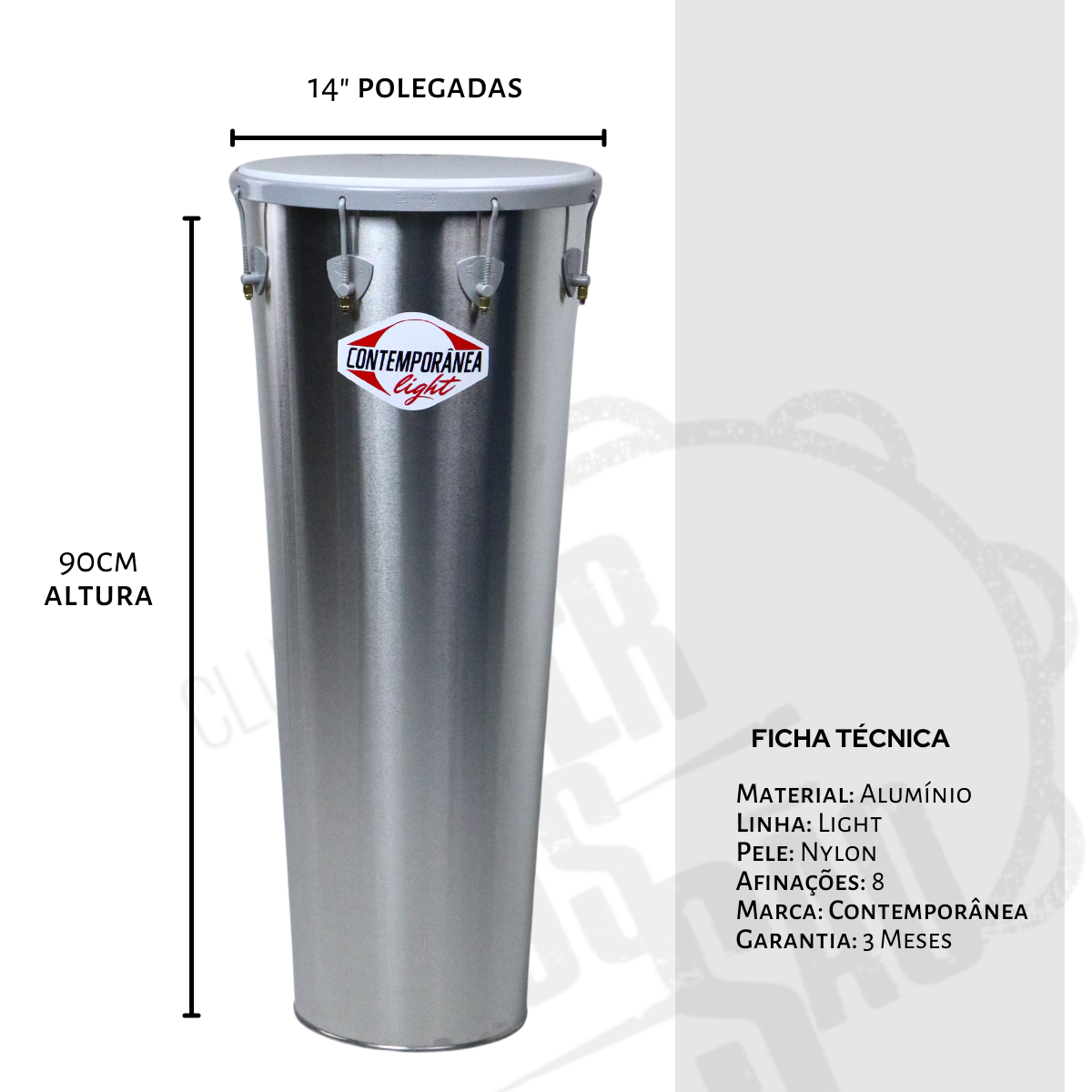 Timbal Contemporânea 14" 90cm Light Alumínio - Clube da Percussão ...