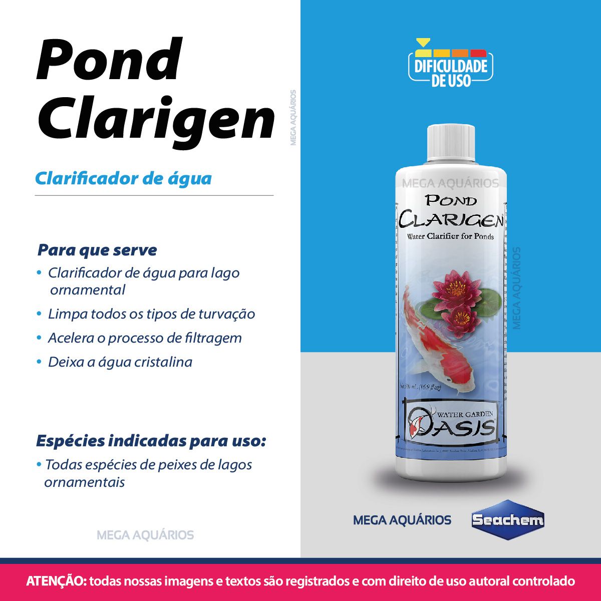 Seachem Pond Clarigen 500ml clarificante anti algas limpa turbidez lag ...